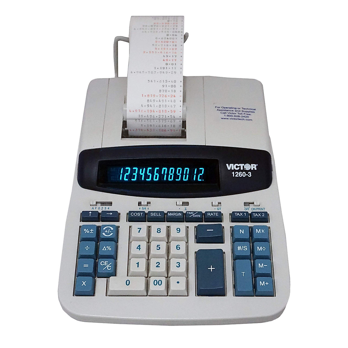 Victor 1260-3 12 Digit Heavy Duty Commercial Printing Calculator