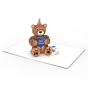 Lovepop Happy Birthday Bear Paperpop® Card – Birthday Card for Kid – Handcrafted 3D Pop-Up Greeting Card – Birthday Card, 4.5 x 5.9”