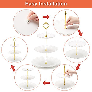 Coitak 5 Pieces Cupcake Stand Set, 2 Pieces 3 Tier Cupcake Stands with 3 Pieces Appetizer Trays, Dessert Tower Tray for Tea Party, Baby Shower and Wedding