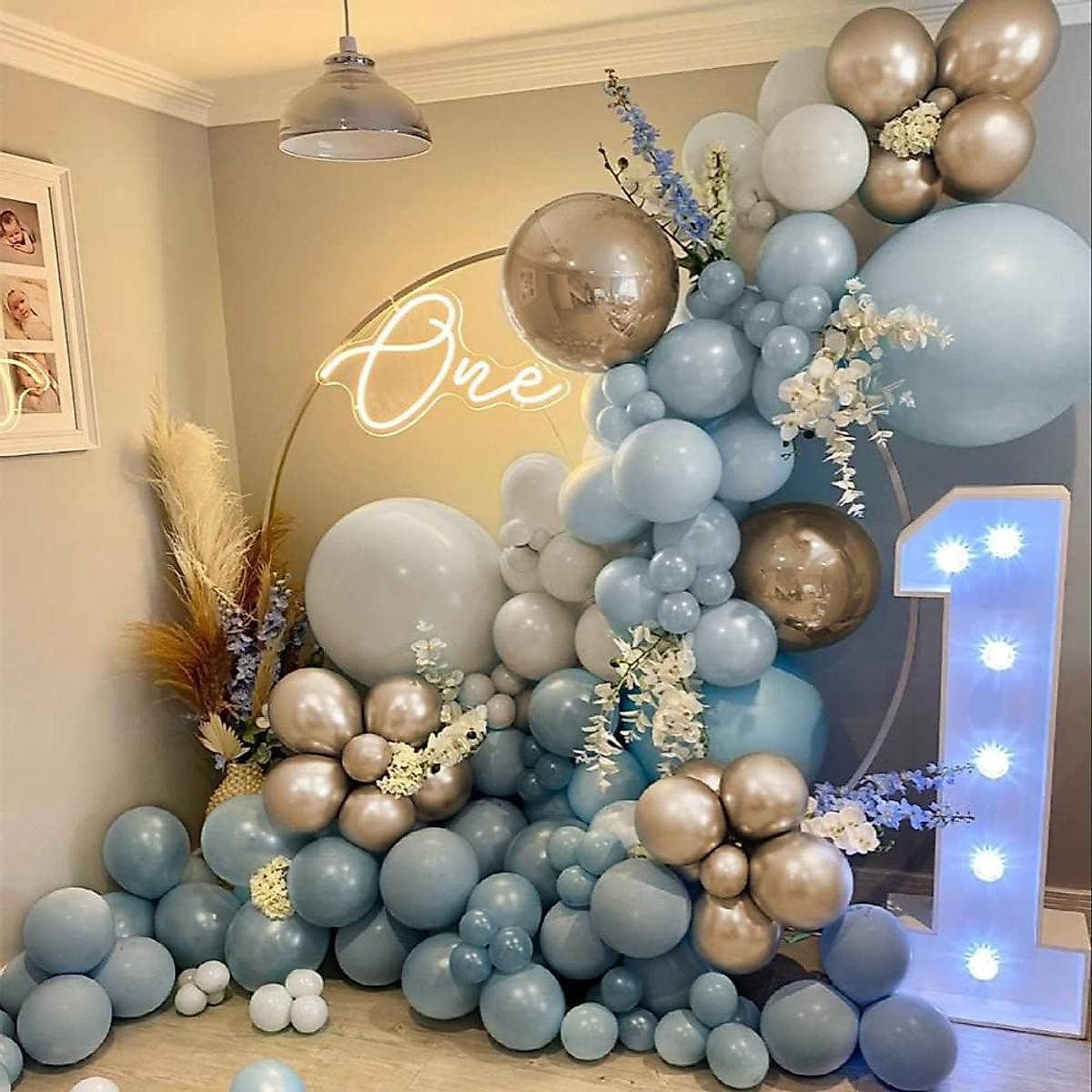 Navy Blue Balloon Garland, SKEFOLI 131PCS Dusty Blue Double Balloon Arch Kits Matte Light Blue and White Sand Balloons Birthday Party Decorations for Boys Men Baby Shower Gender Reveal (Navy Blue)