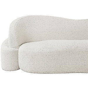 Meridian Furniture 108Cream-L Principessa Collection Modern | Contemporary Loveseat with Rich Cream Boucle Fabric, Curved Seat and Back, 68" W x 35" D x 29" H, Cream