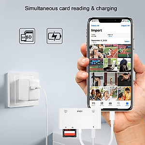 INVERSE NET HDMI Adapter for iPhone,USB to iPhone Adapter,SD Card Reader for iPhone,6 in 1 USB Camera Adapter,Support MIDI Keyboard, Mouse, HD TV/Projector/Monitor, No APP Needed