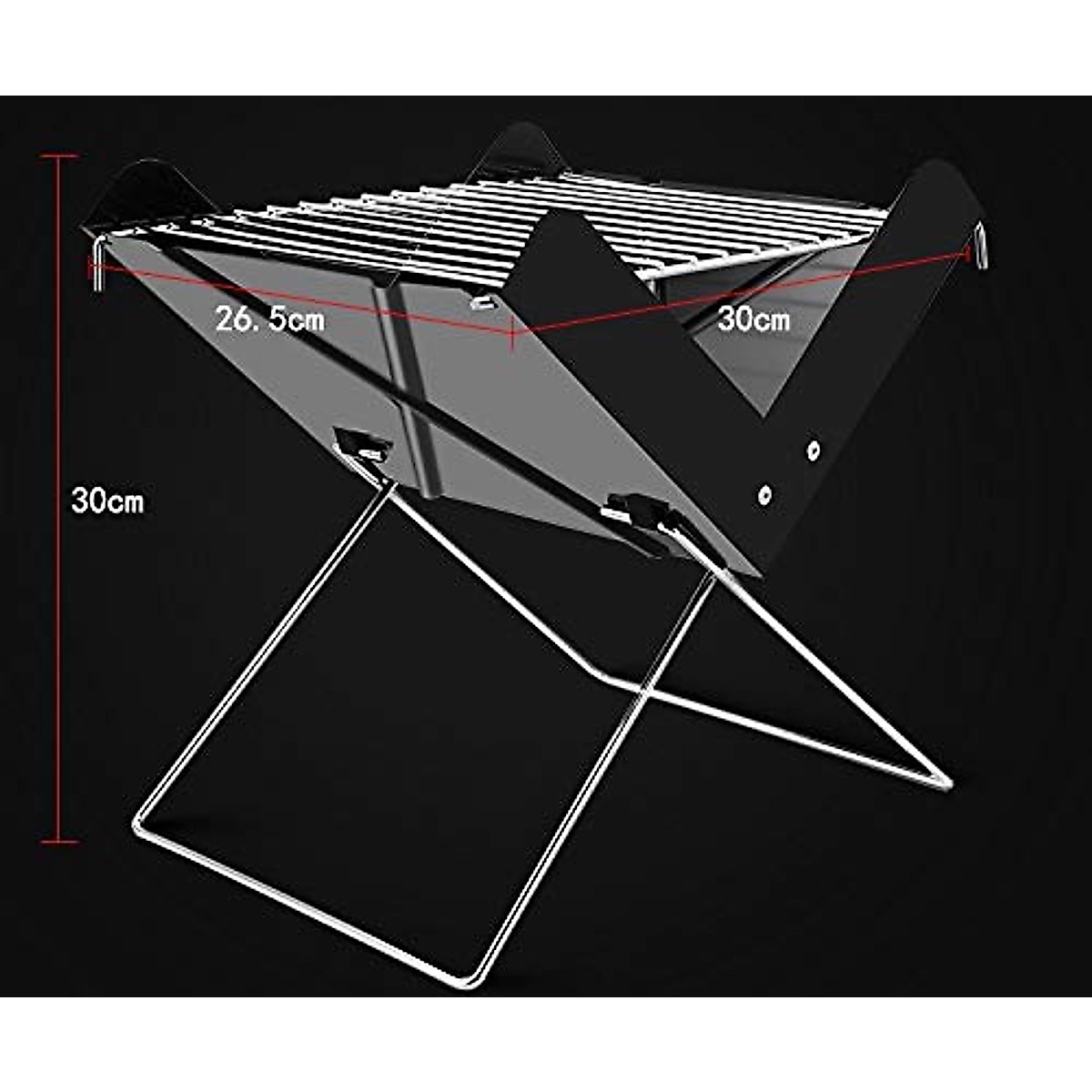 ZRSL Barbecue for Garden Party, Small Portable Picnic Grill, Fire Pit BBQ Silver Chrome Cooking Net Fire Pits for Garden Suitable for Garden, Terrace, Camping.