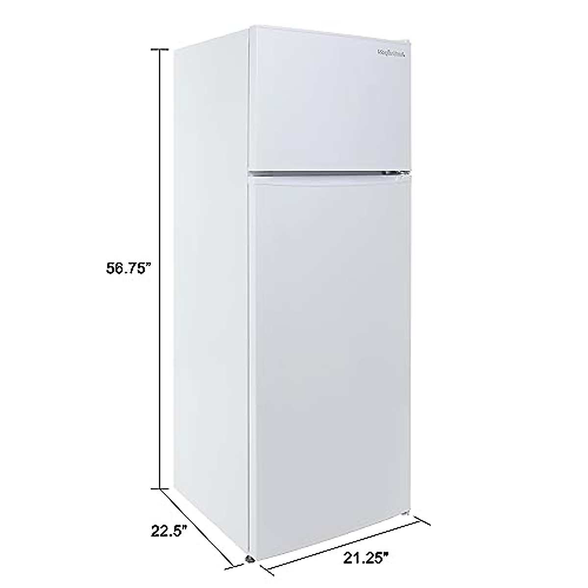 Magic Cool MCR74V0W Apartment Refrigerator Freestanding Slim Design Full Fridge with Top Freezer for Condo, House, Small Kitchen Use, White