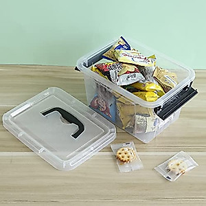 Farmoon 3.5 Quart Clear Storage Bin, Small Plastic Stackable Box/Cotainer with Lid and Black Handle, 6 Packs