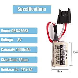 YYSHINE (2 Pack) CR14250SE 1/2AA 3V 1000mAh Lithium Battery for FDK 1747-BA Backup Power Supply with Black Plug