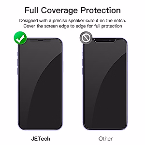 JETech Full Coverage Screen Protector for iPhone 12 mini 5.4-Inch, Black Edge Tempered Glass Film with Easy Installation Tool, Case-Friendly, HD Clear, 3-Pack