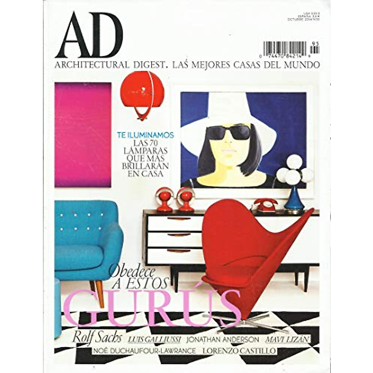 AD ARCHITURAL DIGEST ( LAS MEJORES CASAS DEL MUNDO OCTUBRE, 2014 NO. 95 PRINTED IN SPAIN SPANISH LANGUAGE ( PLEASE NOTE: ALL THESE MAGAZINES ARE PET & SMOKE FREE MAGAZINES. NO ADDRESS LABEL. (SINGLE ISSUE MAGAZINE.)