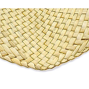 AUEAR, Natural Raffia Hand Fans Handmade Handheld Weaving Fan Wedding Palm Leaf Hand Fan for Summer Cooling Farmhouse Wall Party Home Decoration (Chinese Style A)