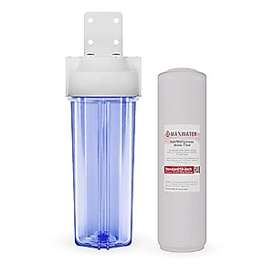Max Water 10" 1-Stage Iron/Manganese Whole House Water Filter System, Clear Filter Housing, Reduces Dissolved Irons in Water Supply - Good for Whole House/Cottage Water