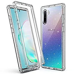 ULAK Galaxy Note 10 Case, Stylish Clear Glitter Sparkle Heavy Duty Shockproof Rugged Protection Case Transparent Soft TPU Protective Cover for Samsung Galaxy Note 10 6.3 inch (2019), Clear Glitter