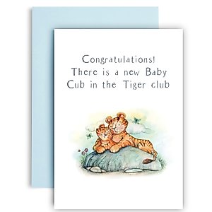 Huxters Baby Boy Cards – Cute A5 Baby Girl Cards Congratulations – Elegant Hello Congratulations Baby Boy Card with Tiger Cub Design – Congratulations Baby Girl Card for New Mom