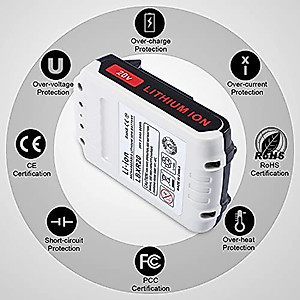 JYJZPB 2 Packs 3000mAh Replace Battery for Black and Decker 20V Lithium Battery LB20 LBX20, Black+Decker LBXR20 Decker Battery Compatible for Black & Decker 20 Volt MAX Cordless Tools