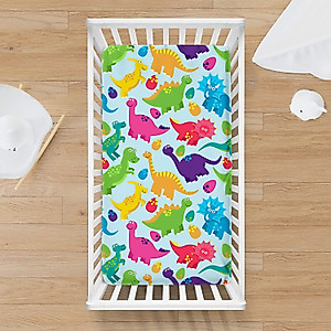 ARIGHTEX 2 Pack Fitted Crib Sheets, Soft Jersey Knit, Breathable and Hypoallergenic Baby Sheet, Duck and Dinosaur, Portable Mattress Topper for Boys Girls, 28"x 52", Nursery Sheet Fits Standard Size