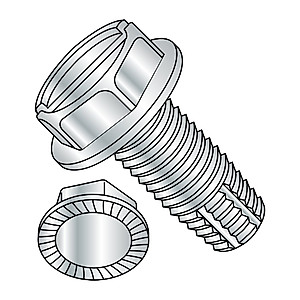 Small Parts 3724FSWS Steel Thread Cutting Screw, Zinc Plated Finish, Serrated Hex Washer Head, Slotted Drive, Type F, 3/8"-16 Thread Size, 1-1/2" Length (Pack of 10)