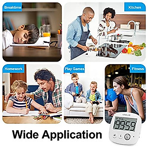 AIMILAR Digital Timer with Alarm Clock - Countdown Kitchen Cooking Timer, Big Digits, Magnetic, Stand, Hang, for Oven Baking Kids Teacher Study Games Office Gym Exercise White