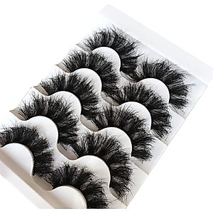 Gmagictobo False Eyelashes Fluffy 3D Faux Mink Lashes 22MM Dramatic False Lashes Pack Long Thick Volume Soft Strip Fake Eye Lashes 5 Pairs Multipack