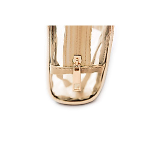 EzPacking Clear Makeup & Brush Bag/Long Cosmetic Pouch for Travel/Vegan Leather Piping/Small See Through PVC Plastic & Transparent Design/Hair Product Organizer (Ivory)