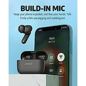 AIHOOR Wireless Earbuds for iOS & Android Phones, Bluetooth 5.3 in-Ear Headphones with Extra Bass, Built-in Mic, Touch Control, USB Charging Case, 30hr Battery Earphones, Waterproof for Sport