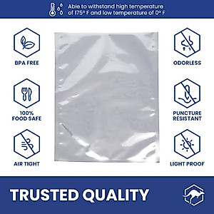 Wallaby 100 Count Mylar Bag Bundle - 5Mil Multi-Size Pouches, 100x 400cc Oxygen Absorbers, 100x Labels - Heat Sealable, Food Safe & BPA-Free - Long-Term Storage for Preppers - Silver (Flat)