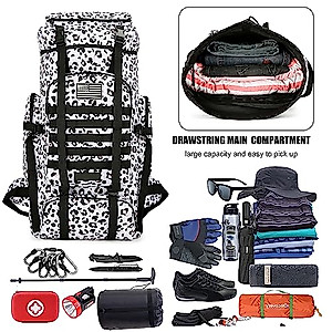 W WINTMING 70L Hiking Backpack Lightweight Camping Backpack Molle Backpack for Backpacking Treeking Climbing Outdoor - Frameless (Leopard Camo)