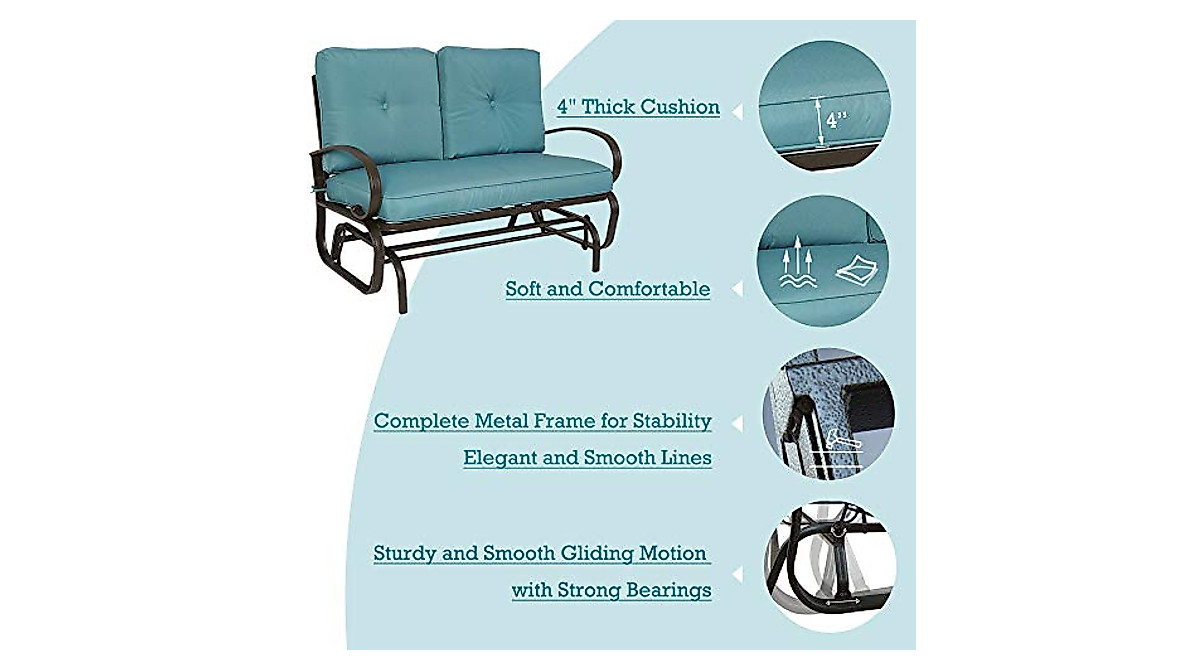 Kozyard Cozy Two Rocking Love Seats Glider Swing Bench/Rocker for Patio ...