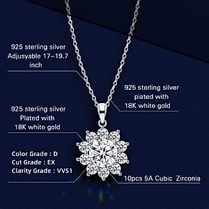 CNUGGCH Diamond Pendant Necklaces for Women, Anniversary Birthday Gifts for Wife Soulmate, Jewelry Gift for Women Mom Girlfriend Girls Her, Moissanite Necklace 1Ct-3Ct Sunflower Style (3CT)