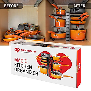 MAGIC HOME USA Pots and Pans Organizer – Kitchen Cabinet Organization and Storage – Pot Rack Organizers – 3 DIY Methods – Adjustable Pot Lid Holder for Kitchen Counter Pantry – Pot and Pan Organizer