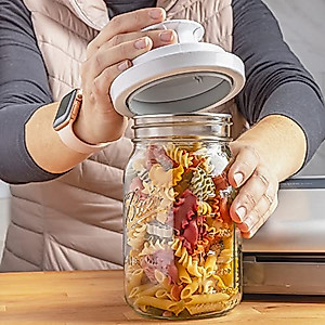 Jar Sealer Hood for Vacuum Sealing Wide-Mouth Mason Jar Food Storage 2 Pack with One Accessory Hose by Magic Vac, Keep Food Fresh BPA Free, MADE IN ITALY