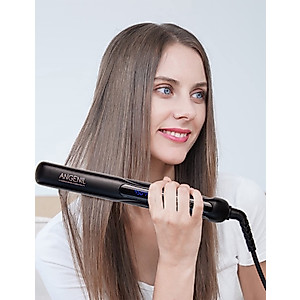 ANGENIL Ceramic Flat Iron Hair Straightener and Curler 2 in 1, Dual Voltage Hair Straightening Curling Iron, Professional Flat Iron 1 Inch Tourmaline Ceramic Hair Straighteners for Women Gift