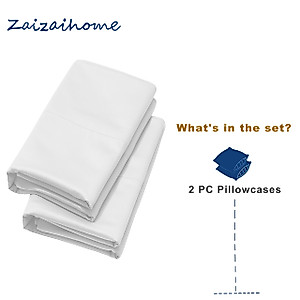 Cotton Pillow Cases Standard Size Set of 2, 800 Thread Count 100% Egyptian Cotton Sateen Weave Pillowcases, Natural Soft & Breathable Pillow Covers with Envelope Closure (White 2Pcs)