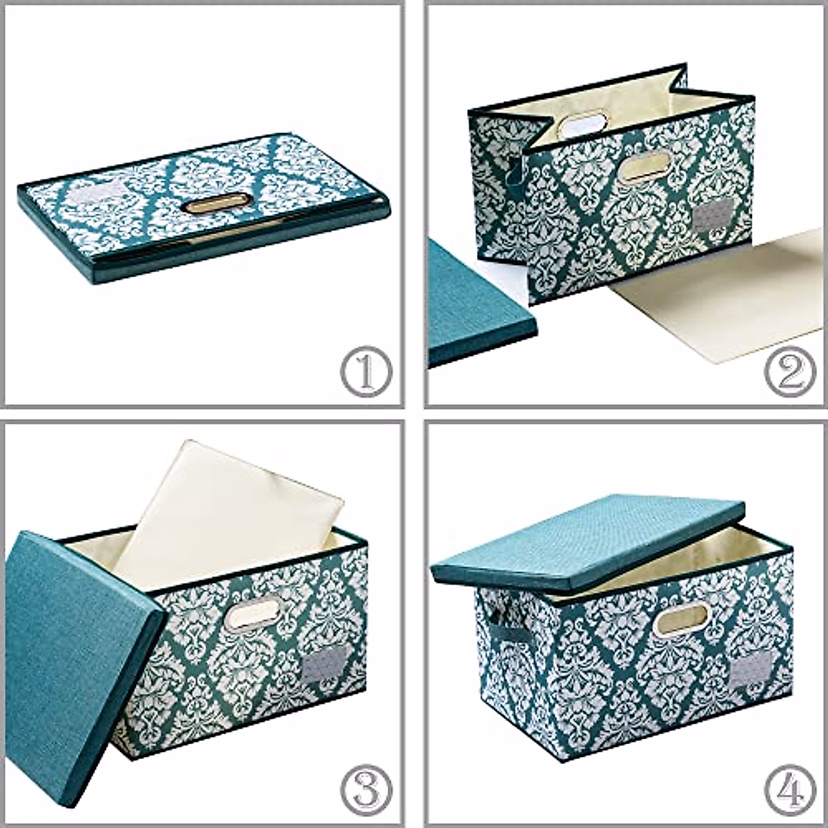 PRANDOM Large Collapsible Storage Bins with Lids [3-Pack] Fabric Foldable Storage Boxes Organizer Containers Baskets Cube with Cover for Home Bedroom Closet Office Nursery (17.3x11.8x10.4)