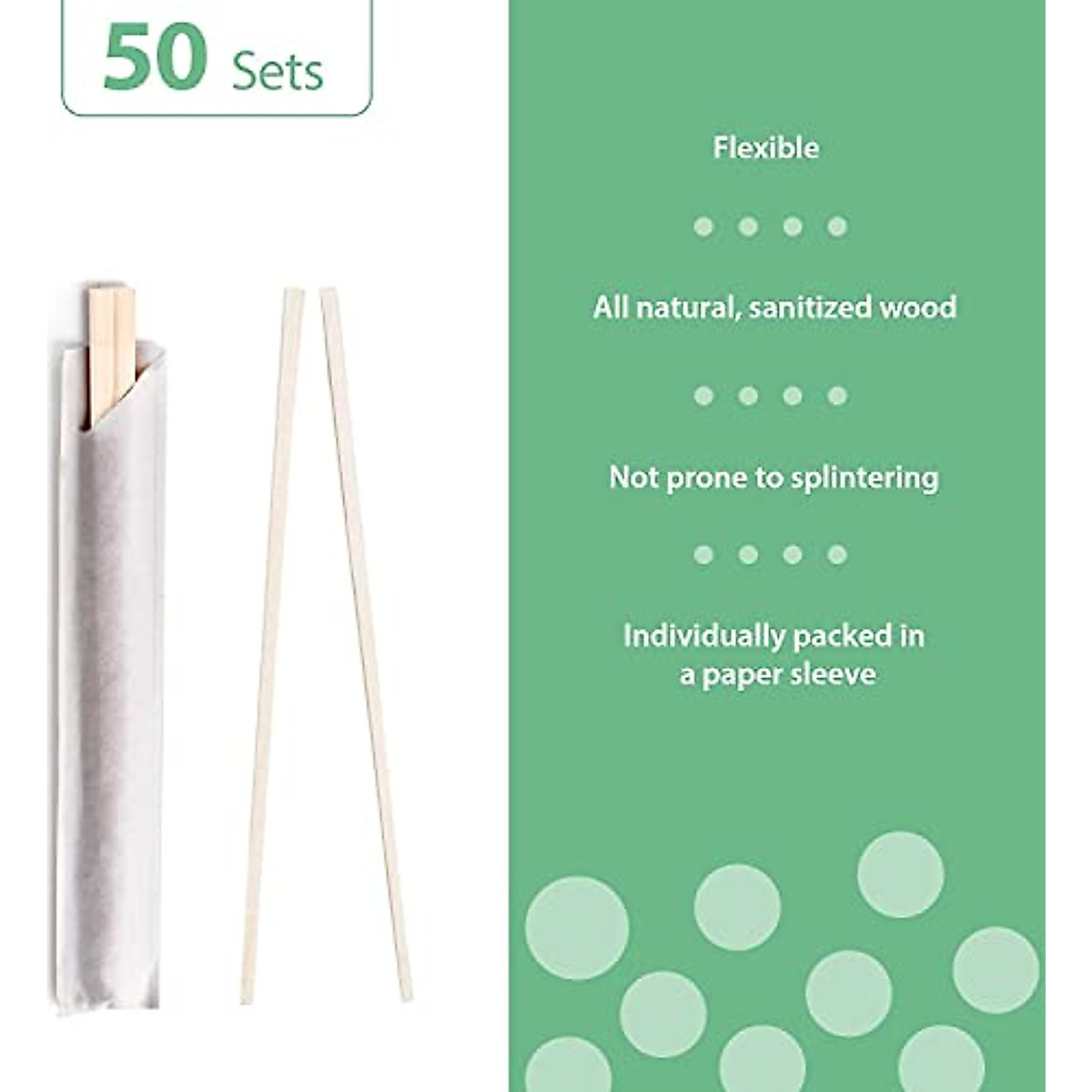 Bamboo Wooden Chopsticks (50 Pairs) | Cooking Chopstick | Sturdy Smooth Finish Chop Sticks | Reusable Chopsticks| Japanese Chinese Korean Chopsticks | Individually Wrapped Disposable Chopsticks Wood