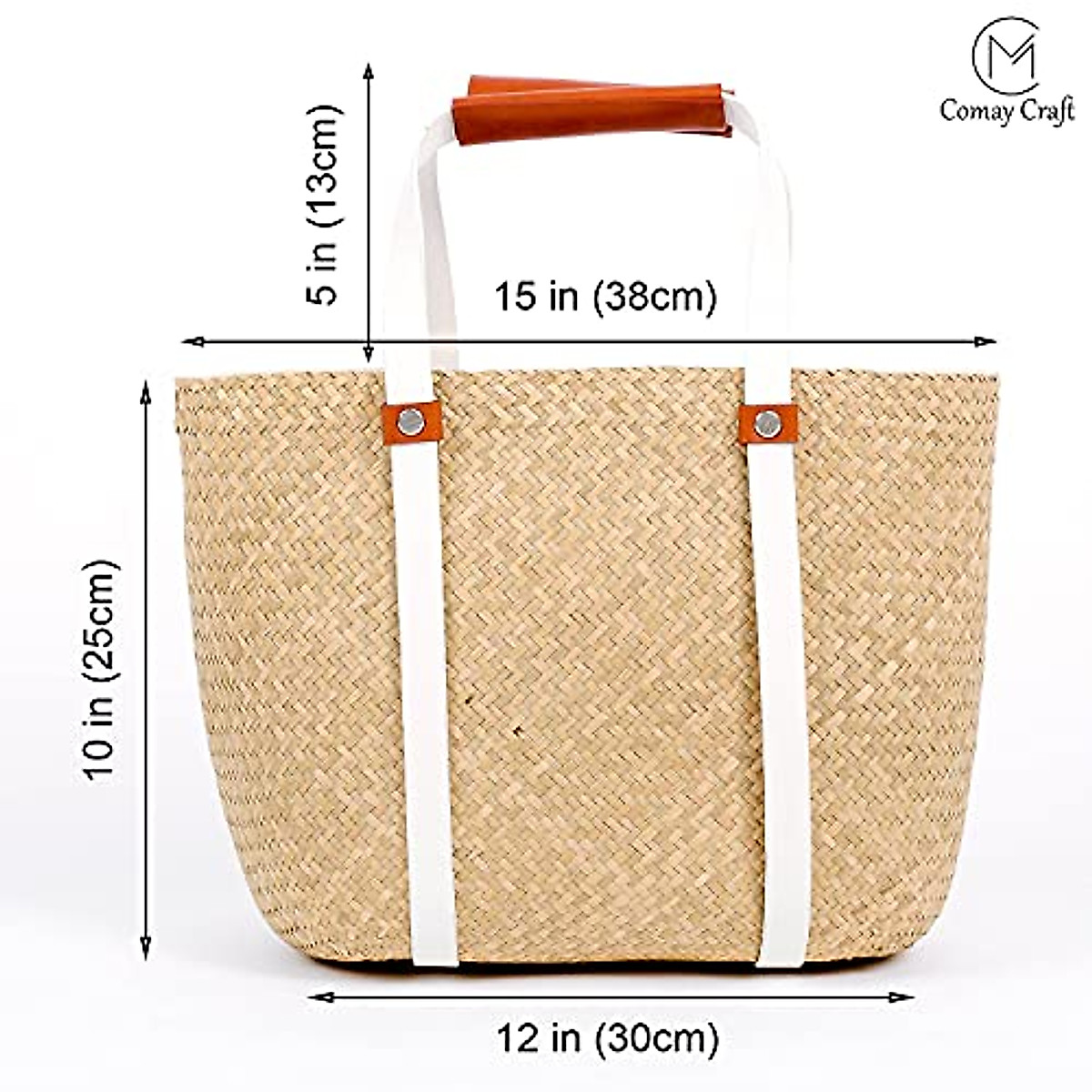 CM Comay Craft Straw Tote Bags For Women 14 in, Beach Bags For Women, Rattan Bag Oversized Beach Bag