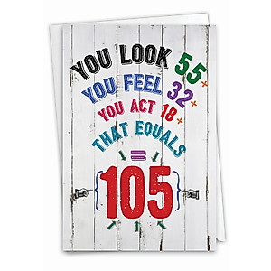 NobleWorks - Milestone Birthday Greeting Card with Envelope (4.63 x 6.75 Inch) - Age Equation-105 C2758MBG