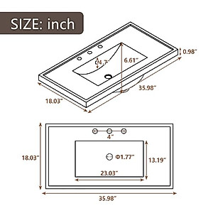 SZLIZCCC 36" Bathroom Vanity with Sink Combo, Bathroom Cabinet with Drawers, Solid Frame and MDF Board