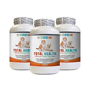 Dog Skin and Coat Supplements - Pets Total Health Complex - Dogs and Cats - Best Hair Skin Eye Teeth Nail Urinary Support - Grapefruit Seed Extract for Dogs - 3 Bottles (180 Tablets)