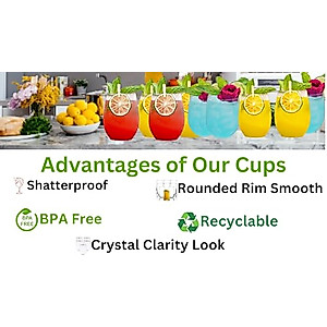 24 count Diamond Unbreakable Stemless Plastic Wine Champagne Glasses Disposable Shatterproof BPA-Free Wine Glasses Indoor Outdoor Ideal for Home Office Bars, Wedding 12 Ounce Cup (Clear)