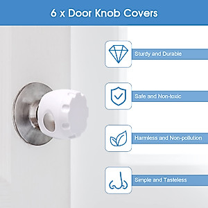 6 Pack Childproof Door Knob Cover, Anglecai Babyproof Baby Door Knob Safety Cover Baby Safety Door Handle Cover Door Knob Locks