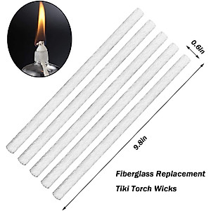 20 Pcs Wick for Tiki Torch, 9.85 inch Long Lasting 1/2-Inch Tiki Torches Wicks Replacement, DIY Outdoor Fiberglass Tiki Wick