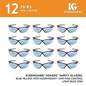 KleenGuard™ V30 Nemesis™ Safety Glasses (19639), Light Blue Lenses with KleenVision™ Anti-Fog coating, Blue Frame, Unisex Eyewear for Men and Women (12 Pairs/Case)