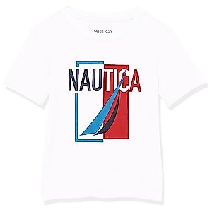 Nautica Boys' Short Sleeve Graphic Crew Neck T-shirt, Boxtrot Bright White GB09, 8