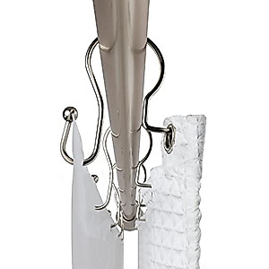 Shower Hooks - Double Shower Curtain Rings for Bathroom - Rust Resistant Shower Curtain Hooks for Shower Curtain or Liner - Shower Curtain Rings with Crystal Design - Set of 12, Brushed Nickel