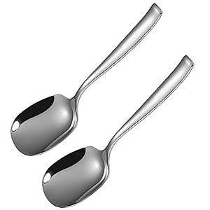 Txhlyx X-Large Buffet Serving Spoon,Square head Spoon,316L Stainless Steel Heavy duty Serving Spoon,Dishwasher Safe 9.5 inches 2Pack