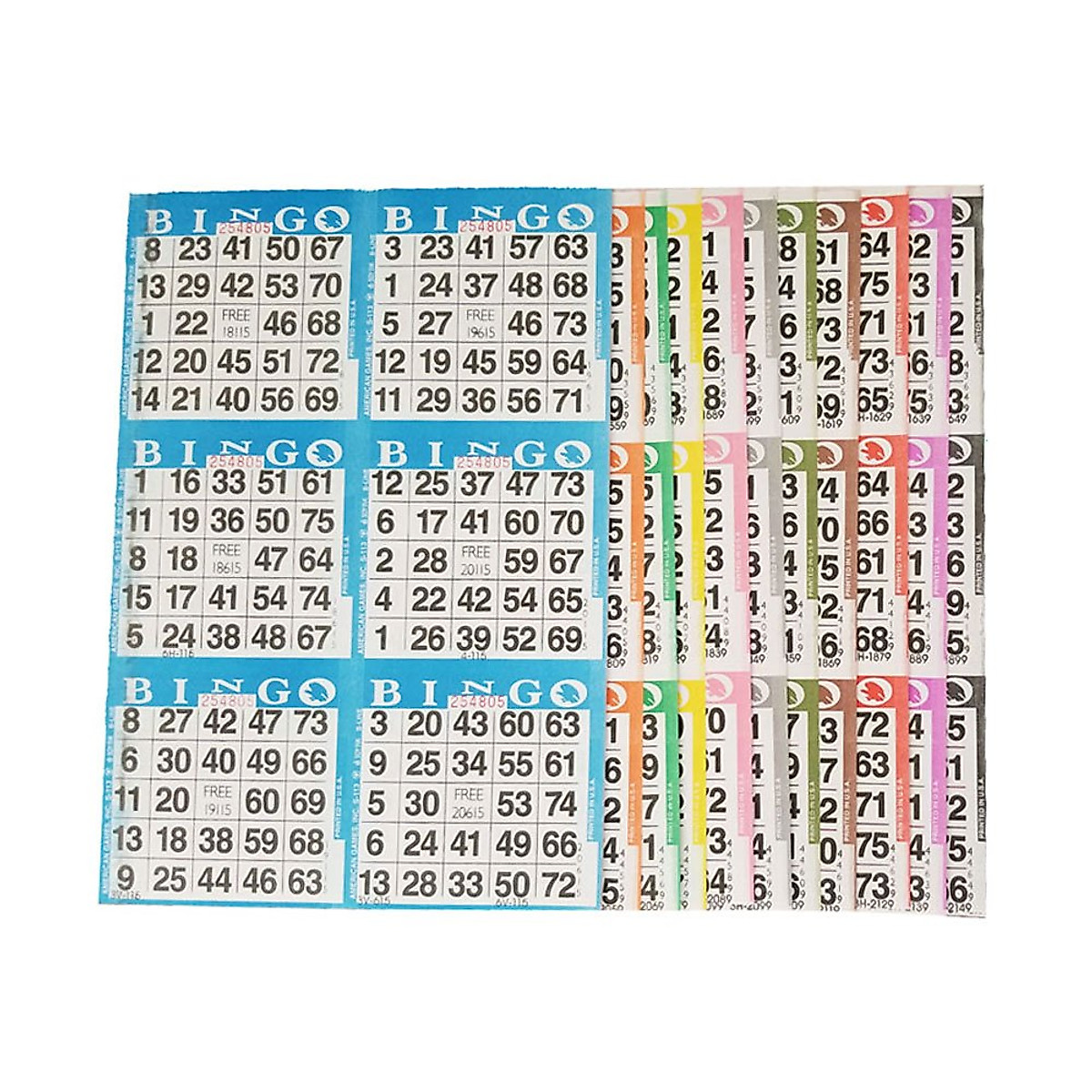 American Games Bingo Paper Game Cards – 6 Card – 10 Bingo Sheets – 100 Books – 10 Colors, Made in USA