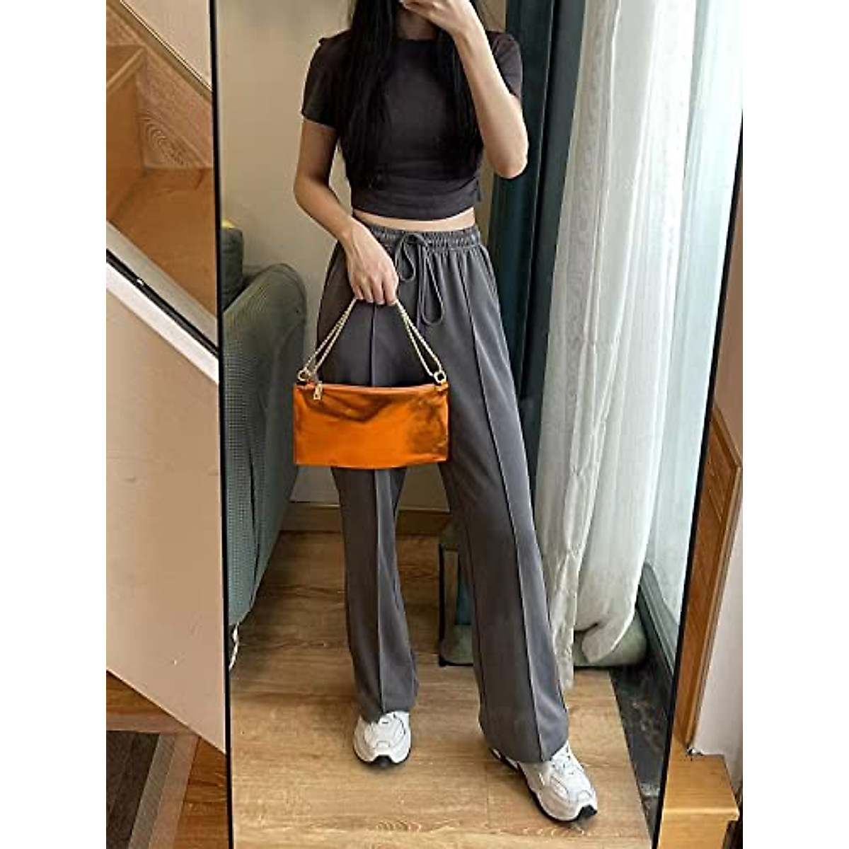 PHUMEE Mini Evening Clutch Purse for Women Charm Glossy Square Shoulder Handbag Hobo Bags Party Club