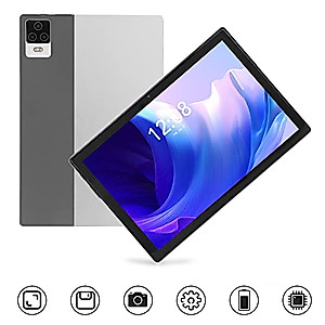 Naroote 10.1in Tablet, 10GB 256GB for Android 11 Dual SIM Dual Standby 4G LTE Calling Tablet PC for Playing (Silver)