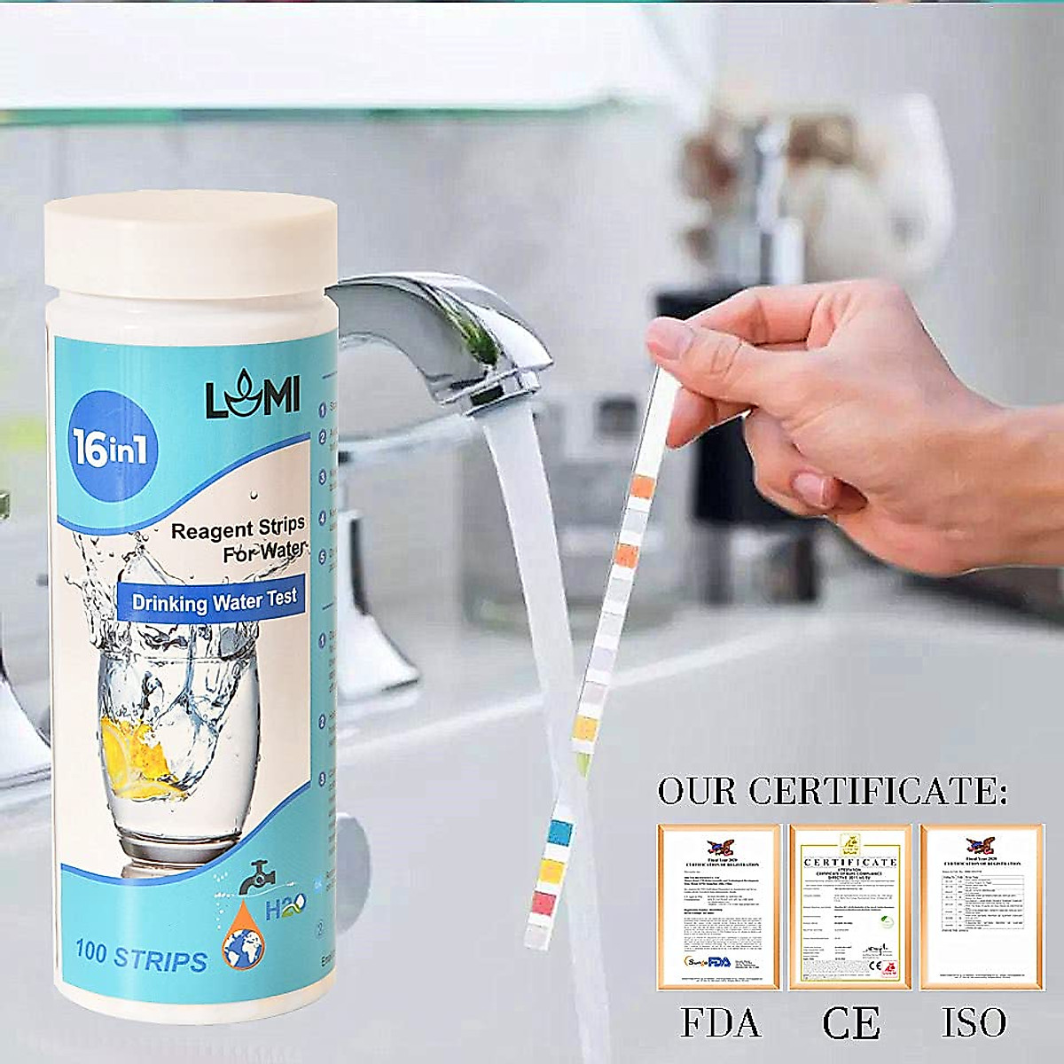 17 in 1 Water Test Kit, Testing for Drinking Water Quality (Well and Tap Water), Fast and Accurate pH Test Strips, Drinking Water Test Kits,100 Pieces Each