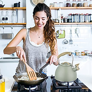 Tea Kettle, 2.7 Quart / 3 L Tea Kettle for Stovetop, Food Grade Stainless Steel Teapot, Whistling Tea Kettle with Wood Pattern Handle, Whistling Teapot Suitable for All Heat Sources