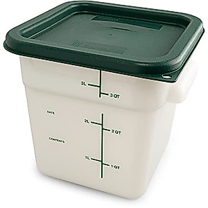 Carlisle FoodService Products Squares Square Food Storage Container with Stackable Design for Catering, Buffets, Restaurants, Plastic, 4 Quarts, White